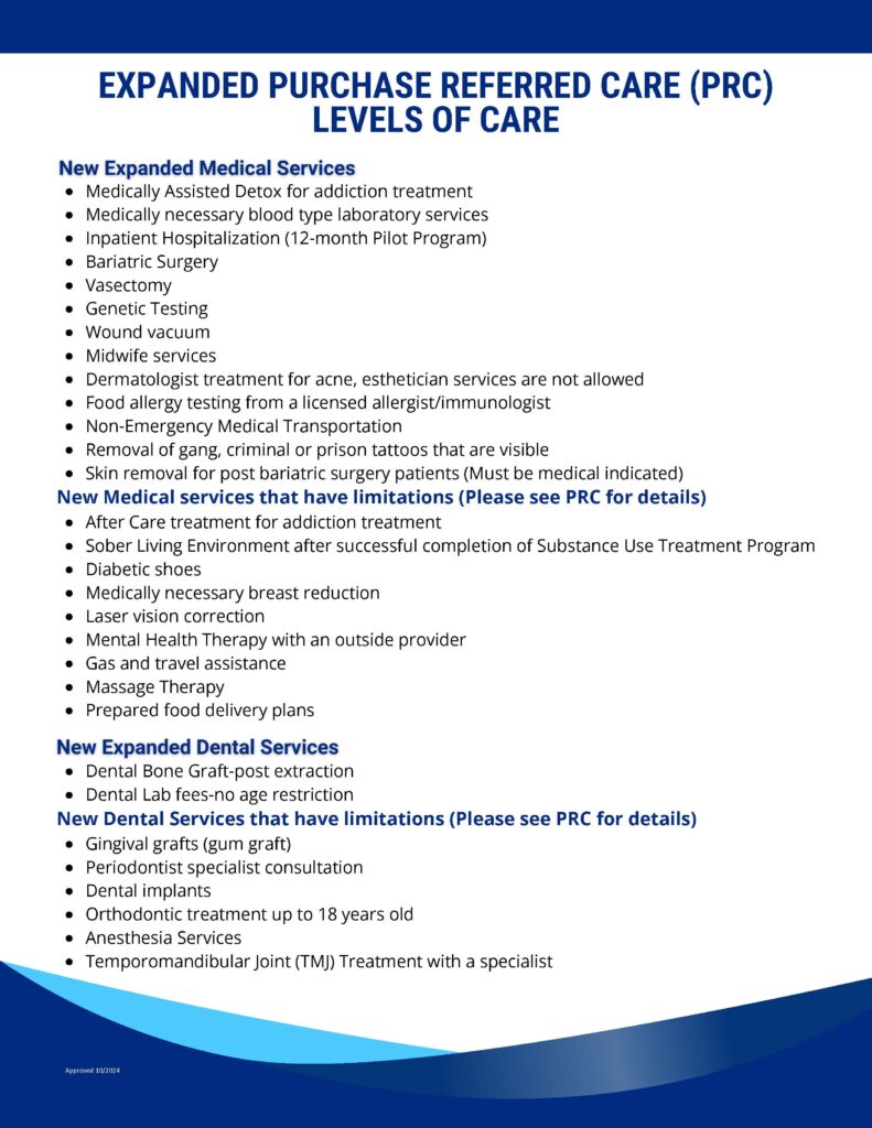 Expanded PRC levels of care - Manchester-Point Arena Band of Pomo Indians